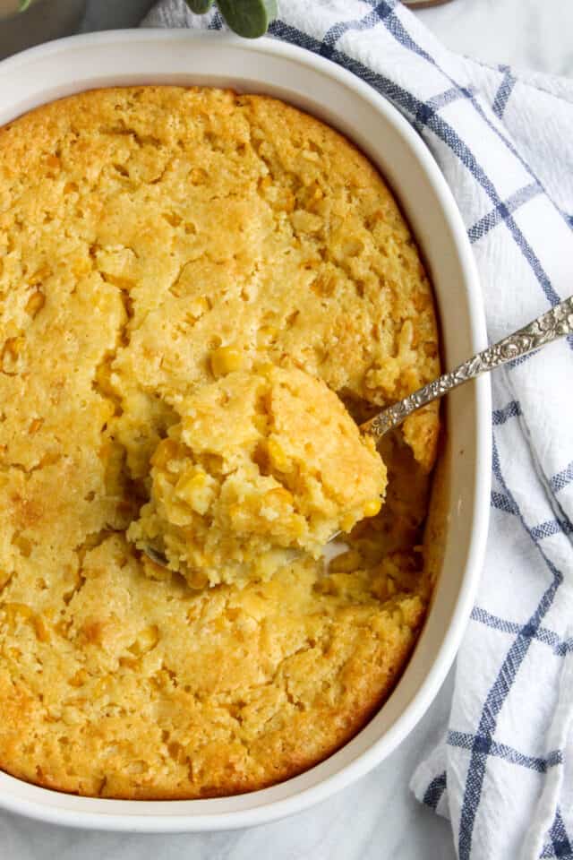 Corn Soufflé Recipe (Easy Corn Casserole) - the hungry bluebird