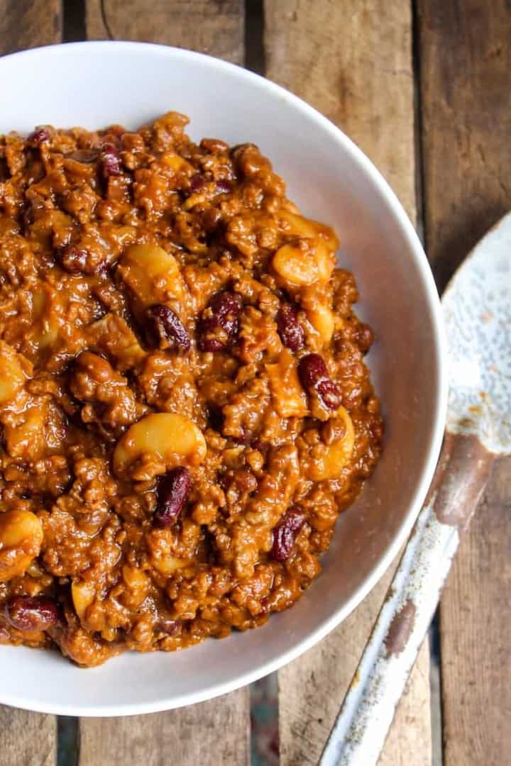 Calico Beans Recipe with Ground Beef and Bacon - the hungry bluebird